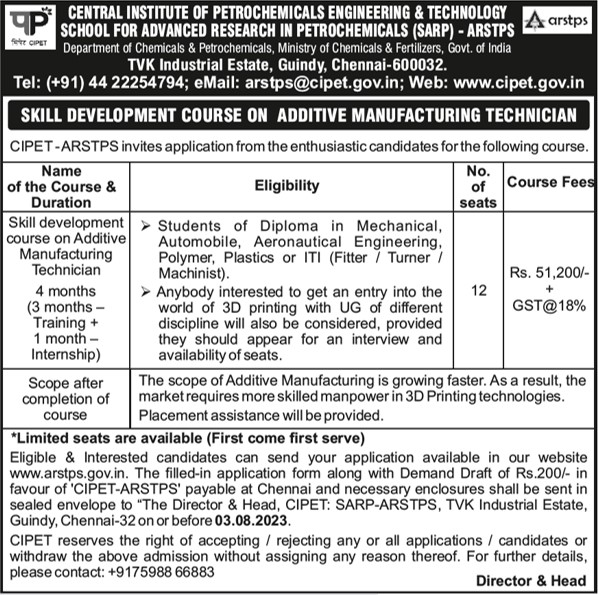 Skill Development Course on Additive Manufacturing Technician ... Skill Development Course on Additive Manufacturing Technician ...